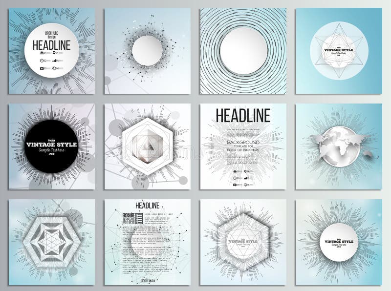 Set of 12 Creative Cards, Square Brochure Template Stock Vector ...