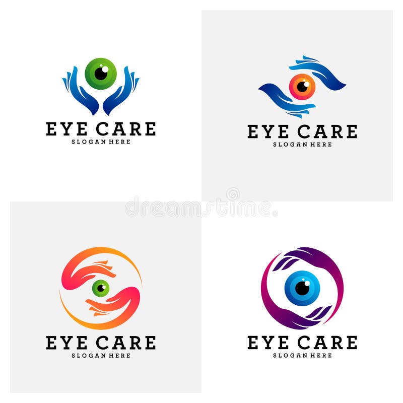 Set of Creative Care Eye Concept Logo Design Template, Eye Care Logo Design Vector, Icon Symbol ...
