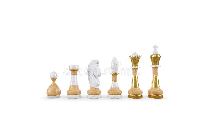 Set of Creative Chess Pieces Isolated on White Background. 3D ...