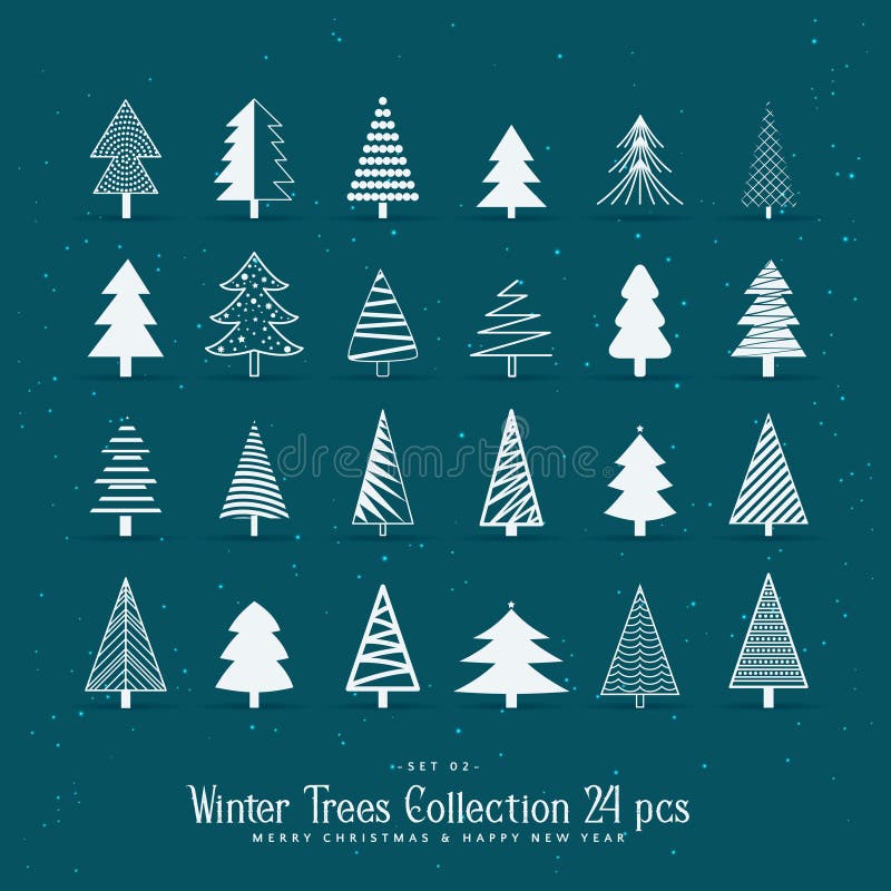 Set of 20 Creative Christmas Tree Designs Stock Vector - Illustration ...