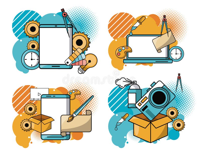 Set of creative design stock vector. Illustration of cartoons - 123582286