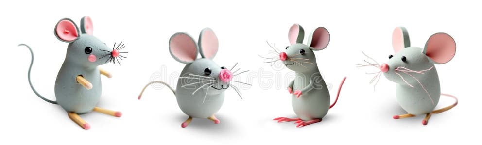 Set of Creative DIY Eggshell Mice with Buttons and Craft Paper Ears on ...