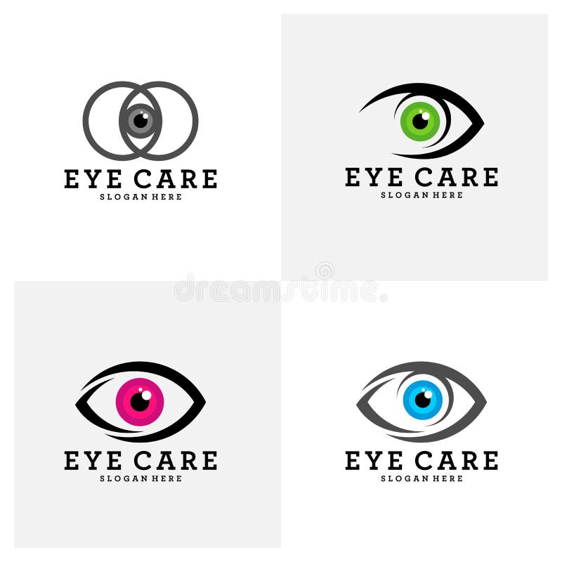 Set of Creative Eye Concept Logo Design Template, Eye Care Logo Design ...