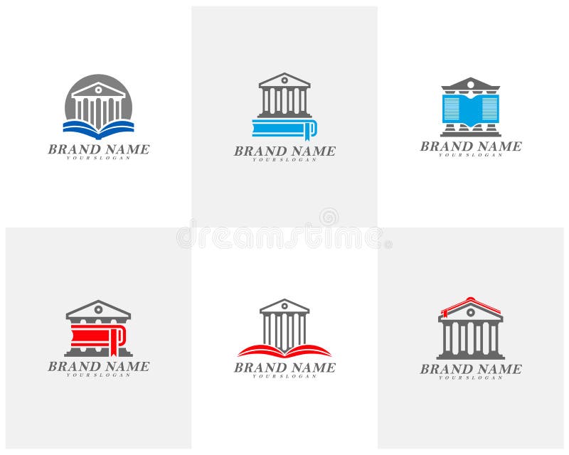 Set of Creative Government Building with Book Logo Template Vector ...