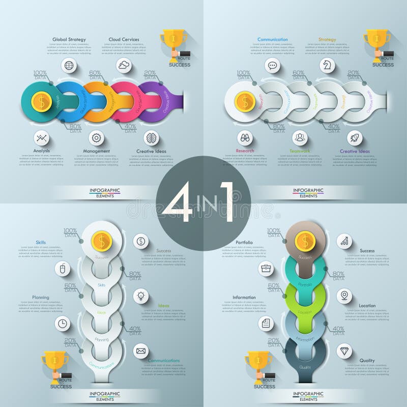 Set of 4 Creative Infographic Design Layouts Stock Vector ...