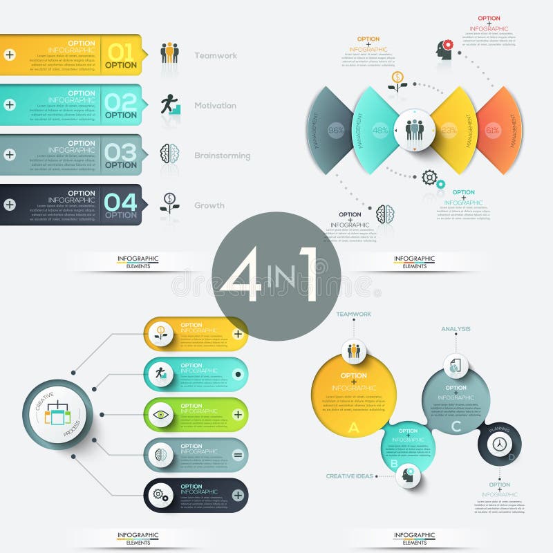 Set of 4 Creative Infographic Design Templates Stock Vector ...