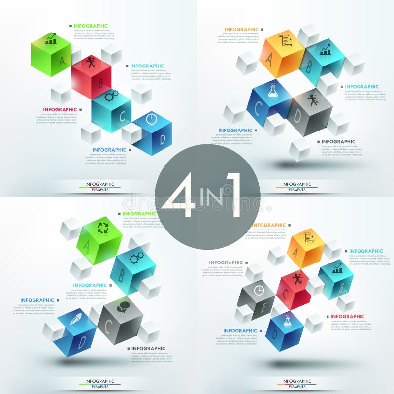Bundle of 4 Unusual Infographic Design Layouts Stock Vector ...