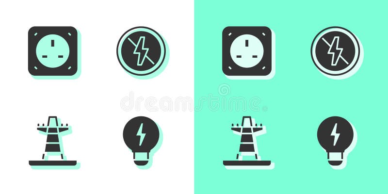 Set Creative Lamp Light Idea, Electrical Outlet, Tower Line and No ...