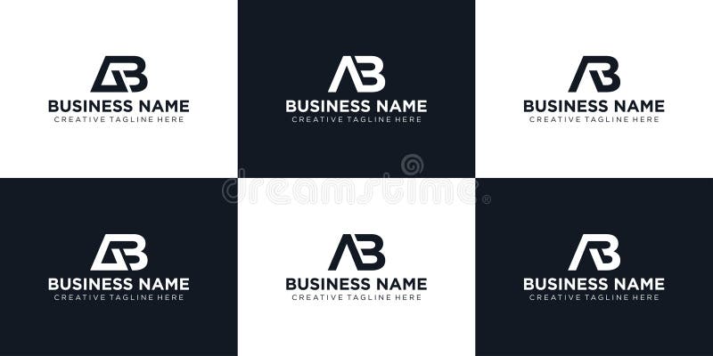 Set of Creative Monogram Letter a B Logo Design Line Initial Stock ...