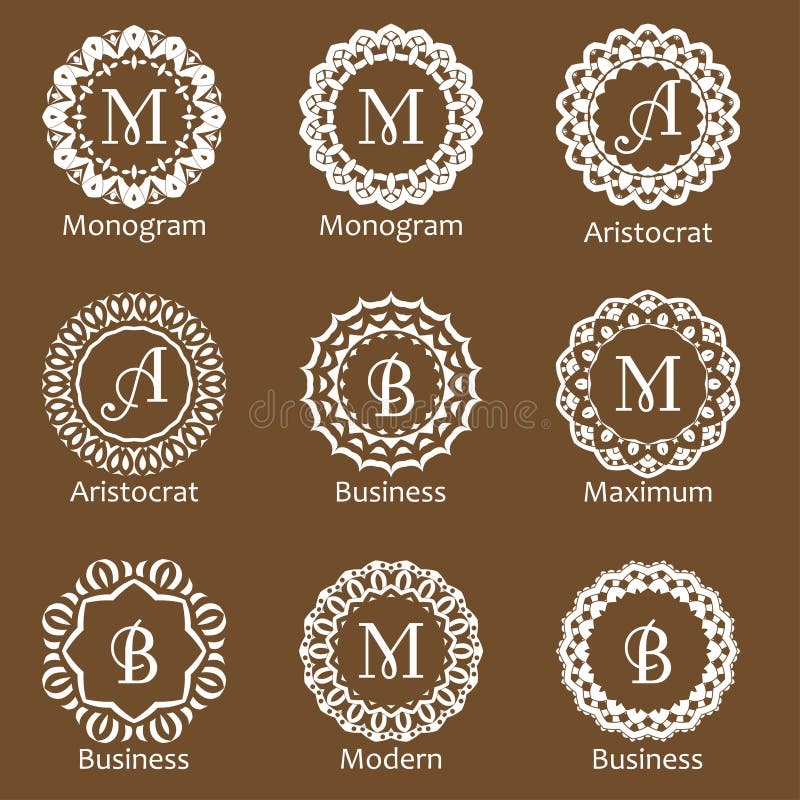 Set of Creative Monograms. Template Ornament Line Design for Business ...