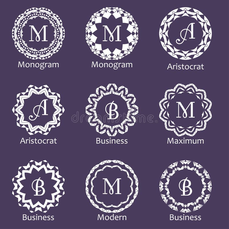 Set of Creative Monograms. Template Ornament Line Design for Business ...