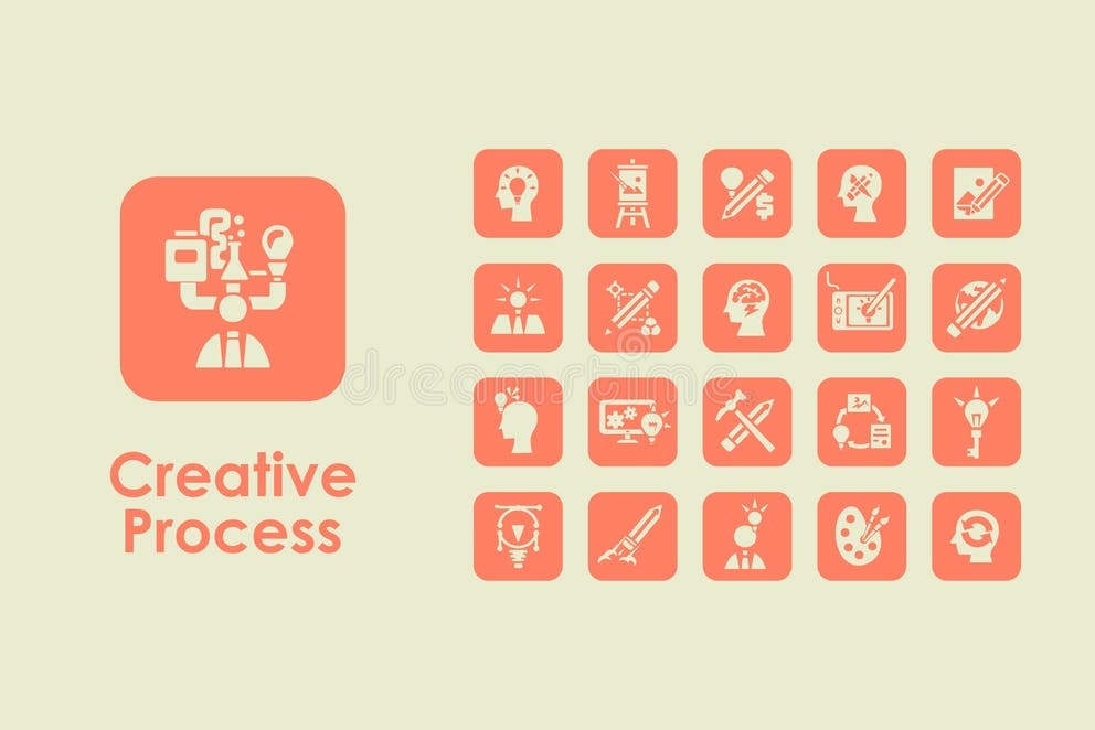 Set of Creative Process Simple Icons Stock Vector - Illustration of ...