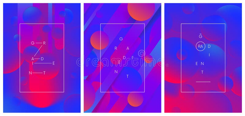 Set of Creative Trendy Gradient Compositions, Dynamic Colored Abstract ...