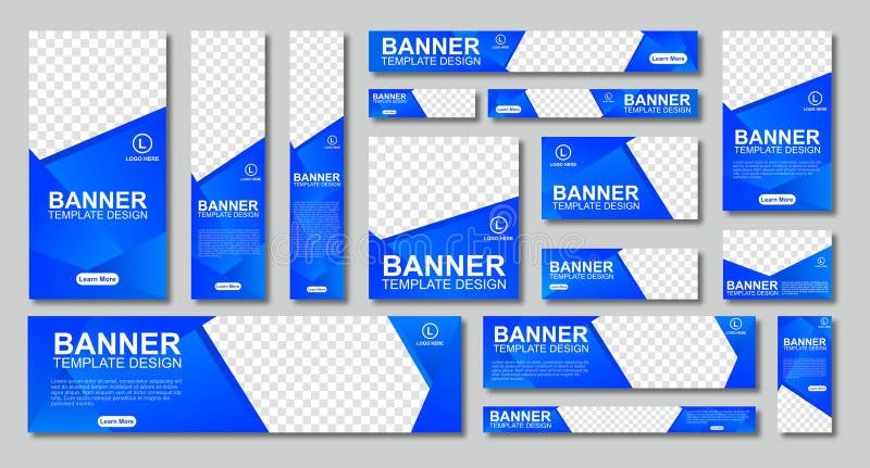 Set of Creative Web Banners of Standard Size with a Place for Photos ...