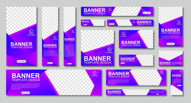 Set of Creative Web Banners of Standard Size with a Place for Photos ...