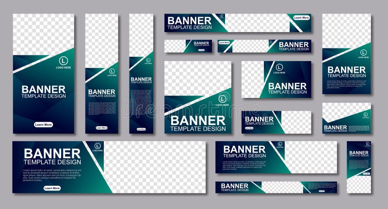 Set of Creative Web Banners of Standard Size with a Place for Photos ...