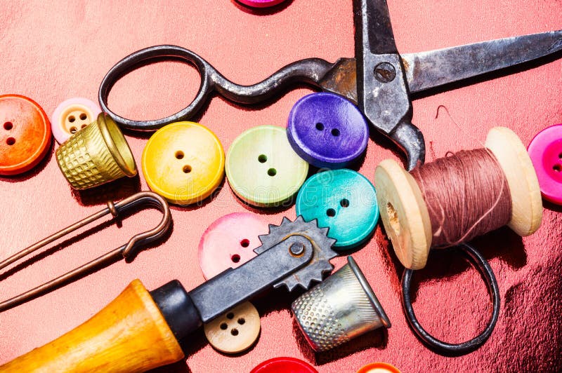 Set of Tailoring Accessories Stock Photo - Image of collection, hobby ...