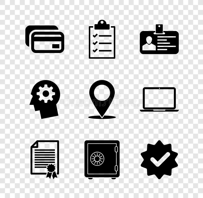 Set Credit Card, Clipboard with Checklist, Identification Badge ...