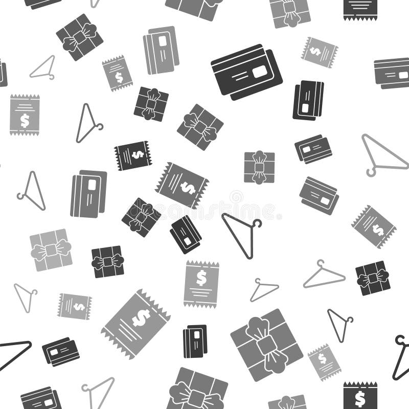 Set Credit Card, Gift Box, Hanger Wardrobe and Paper Check and Financial Check on Seamless ...