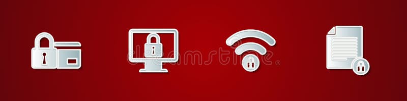 Set Credit Card with Lock, Lock on Monitor, Wifi Locked and Document ... Set Credit Card with Lock, Lock on Monitor, Wifi Locked and Document ...
