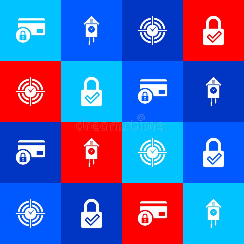 Set Credit Card with Lock, Retro Wall Watch, Time Management and Lock ...