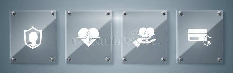 Set Credit Card with Shield, Life Insurance in Hand, and . Square Glass ... Set Credit Card with Shield, Life Insurance in Hand, and . Square Glass ...