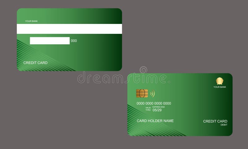 Set of Credit Cards Dark Green Gradient Colors Stock Vector ...