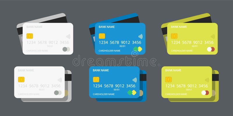 Set Credit Cards Various Colors on Grey Editorial Photography ...
