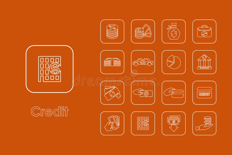 Set of credit simple icons stock vector. Illustration of chip - 65296496