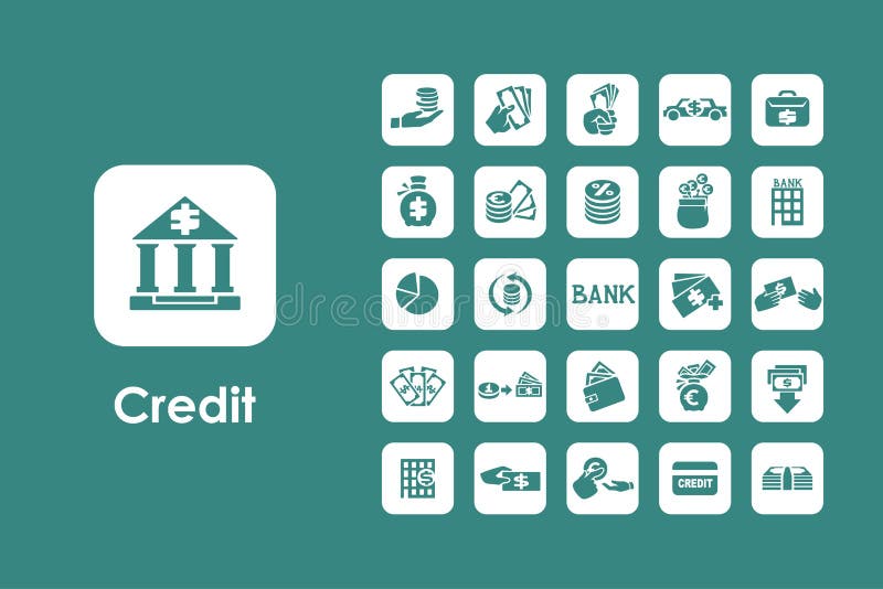 Set of credit simple icons stock vector. Illustration of debit - 67358228