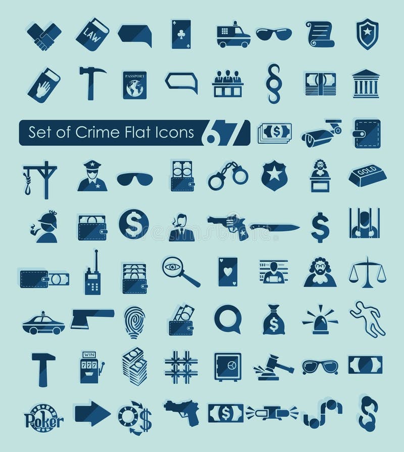 Set of crime icons stock vector. Illustration of alibi - 50984534
