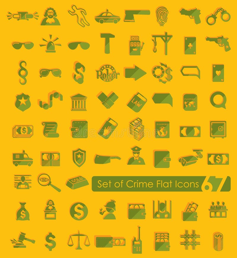 Set of crime icons stock vector. Illustration of accusation - 93694193