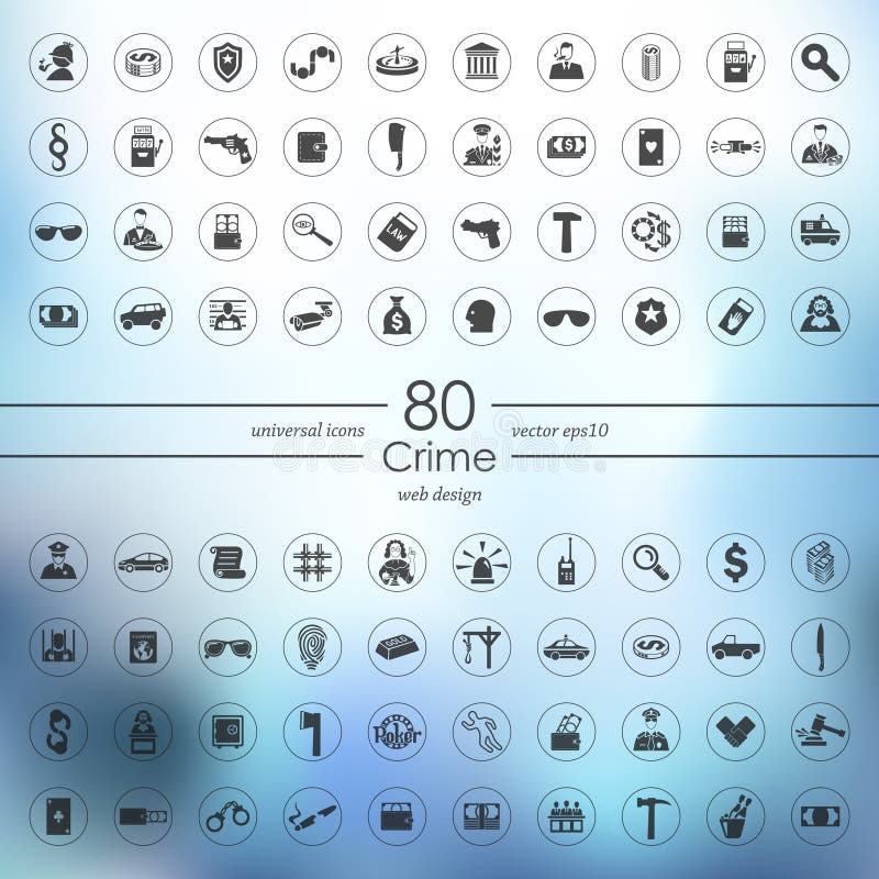 Set of crime icons stock vector. Illustration of defocused - 94322584