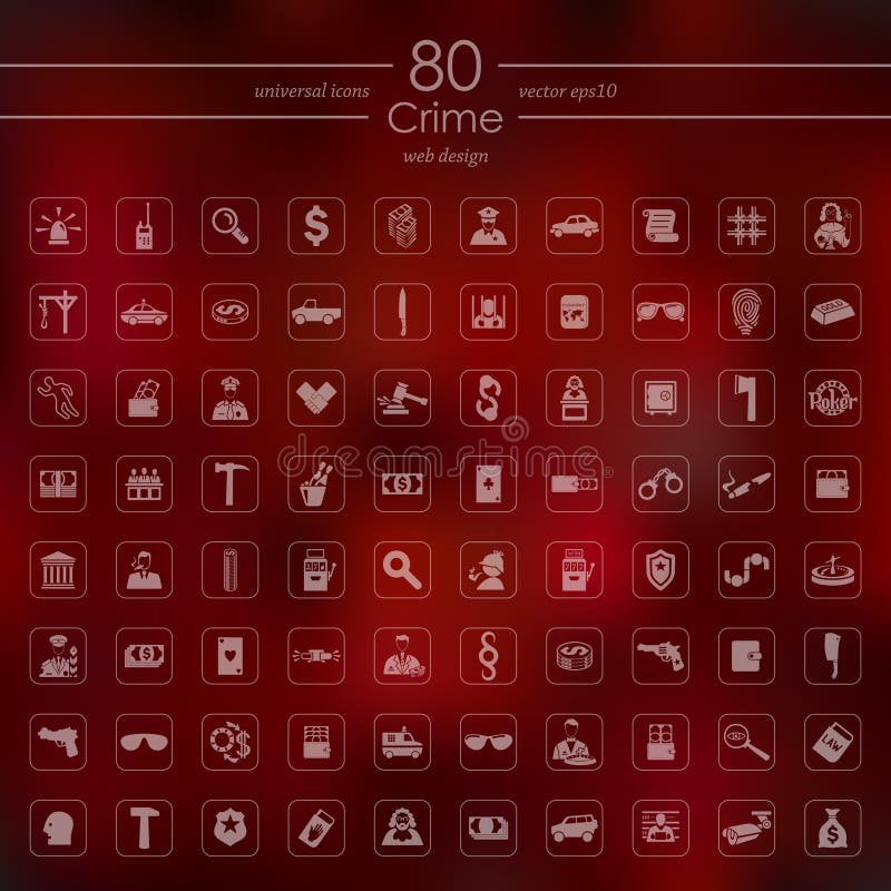 Set of crime icons stock vector. Illustration of freedom - 94322894