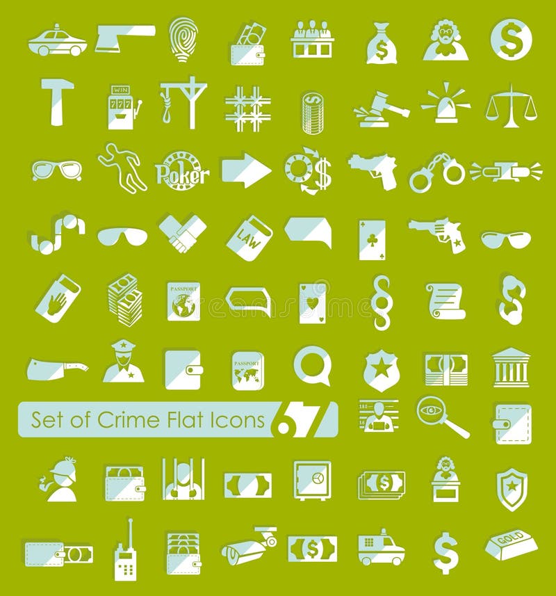 Set of crime icons stock vector. Illustration of legislation - 95396632