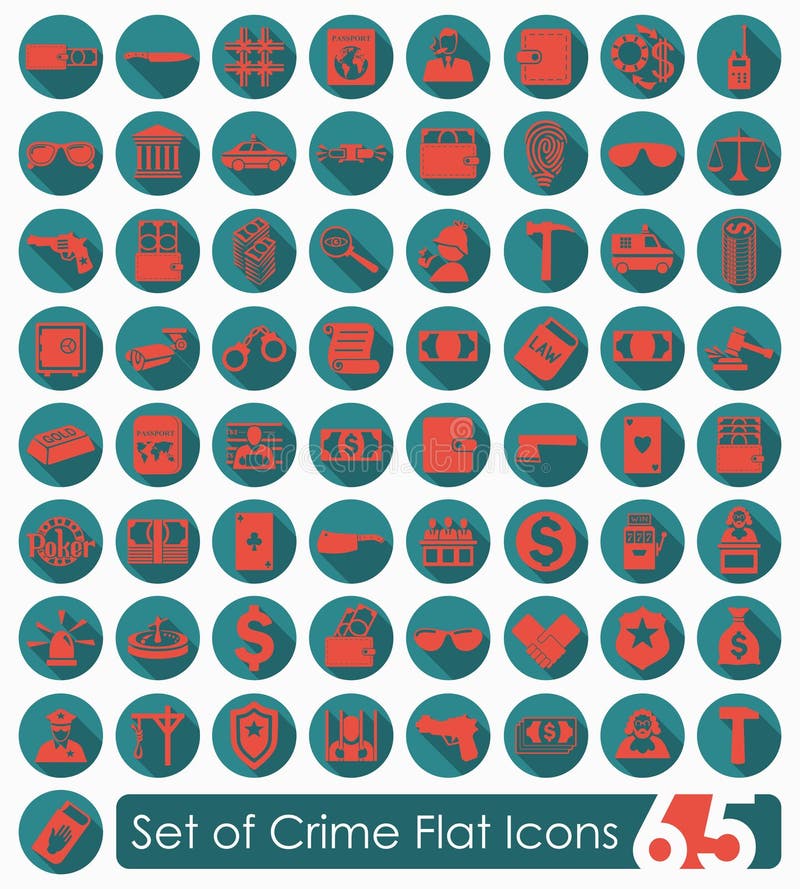 Set of crime icons stock vector. Illustration of criminal - 79186859