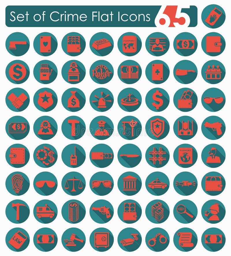 Set of crime icons stock vector. Illustration of identification - 98987810