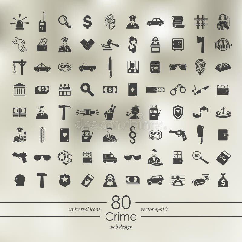 Set of crime icons stock vector. Illustration of criminal - 50985360