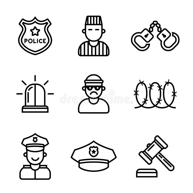Set of Crime and Punishment Icons. Stock Vector - Illustration of blink ...