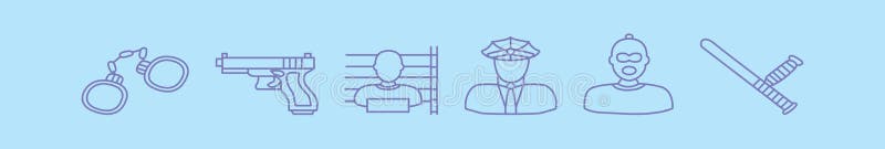 Set of Criminal Element Cartoon Icon Design Template with Various ...