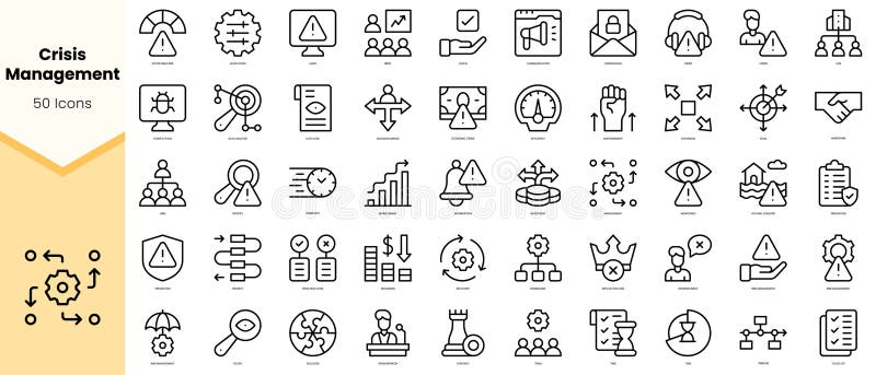 Set of Crisis Management Icons. Simple Line Art Style Icons Pack Stock ...