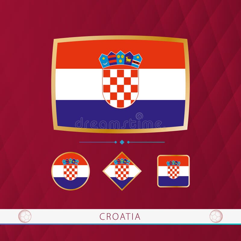 Set of Croatia Flags with Gold Frame for Use at Sporting Events on a ...