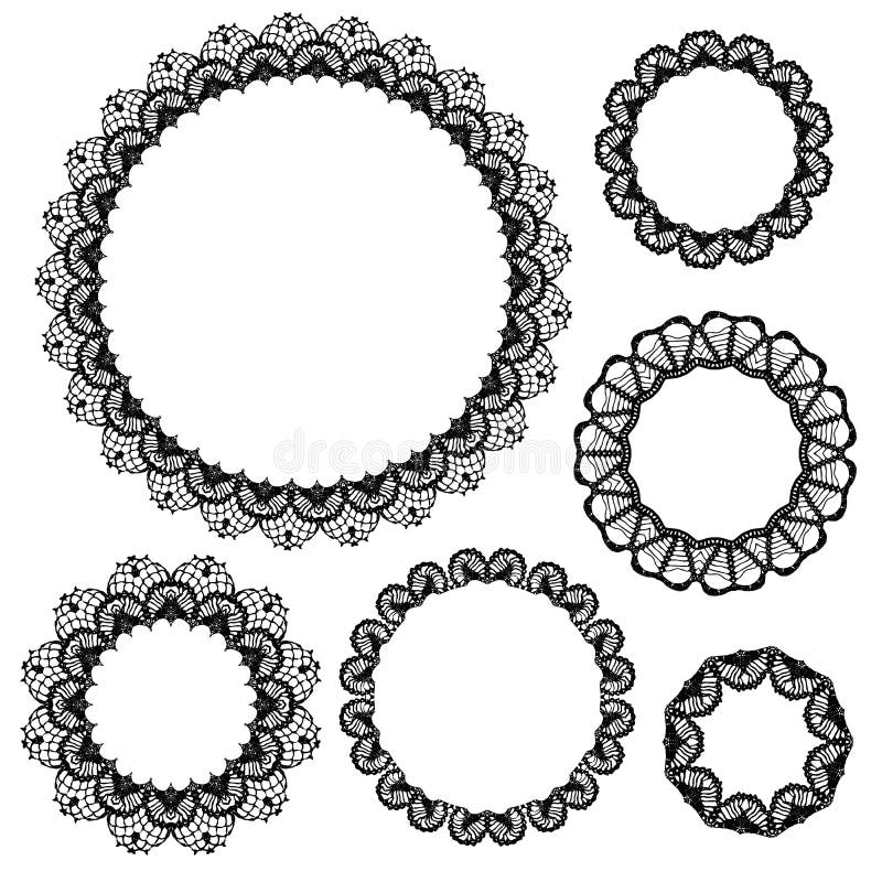 Set of Crochet Lacy Frames. Stock Vector - Illustration of isolated ...