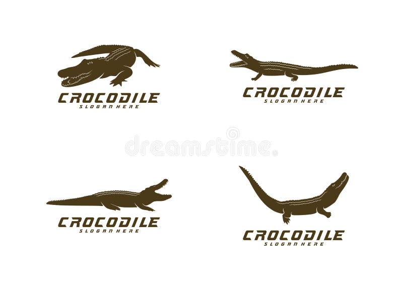 Set of Crocodile Logo Vector. Alligator Emblem Template Illustration ...