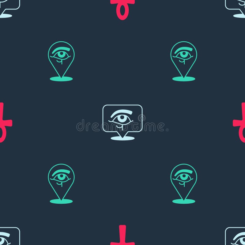 Set Cross Ankh, Eye of Horus and on Seamless Pattern. Vector Stock ...