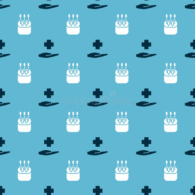 Set Cross Hospital Medical and Cotton Swab for Ears on Seamless Pattern ...