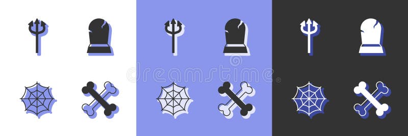Set Crossed Bones, Trident Devil, Spider Web and Tombstone with RIP ...