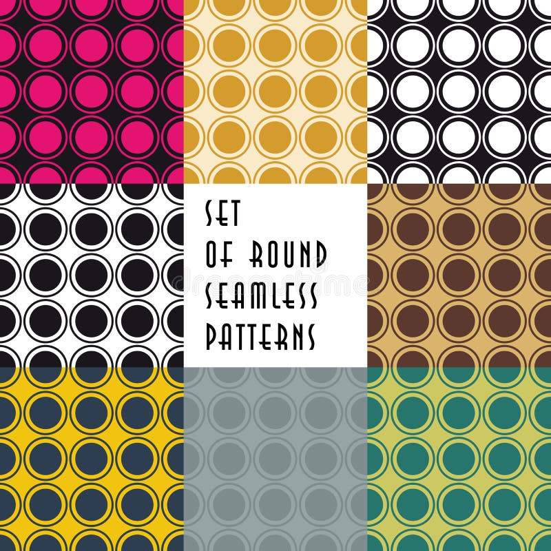 Set of Crossed Circles Colored Seamless Patterns Stock Illustration ...