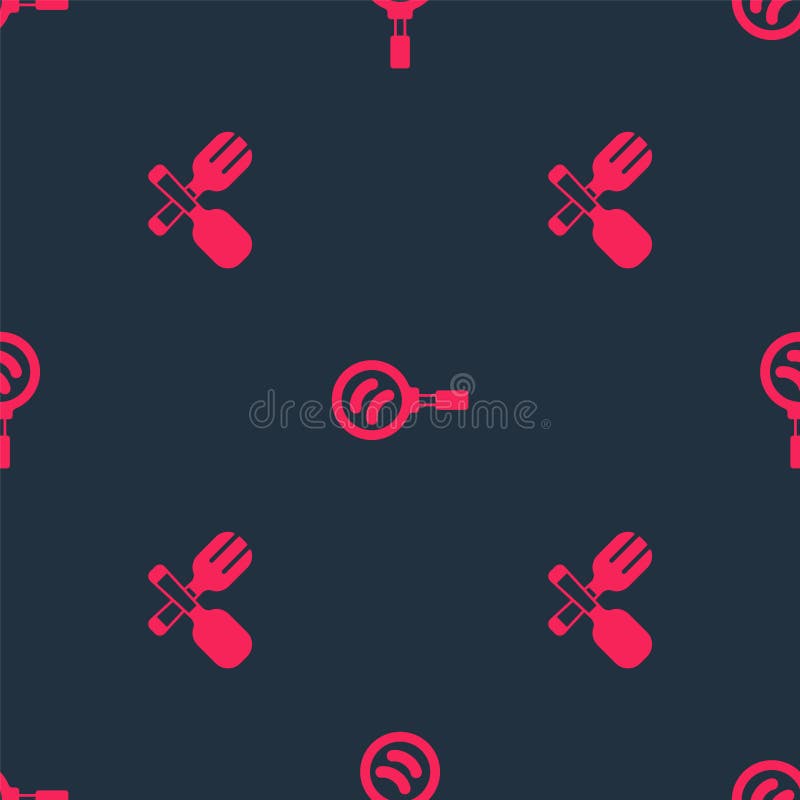 Set Crossed Fork and Spoon and Frying Pan on Seamless Pattern. Vector ...