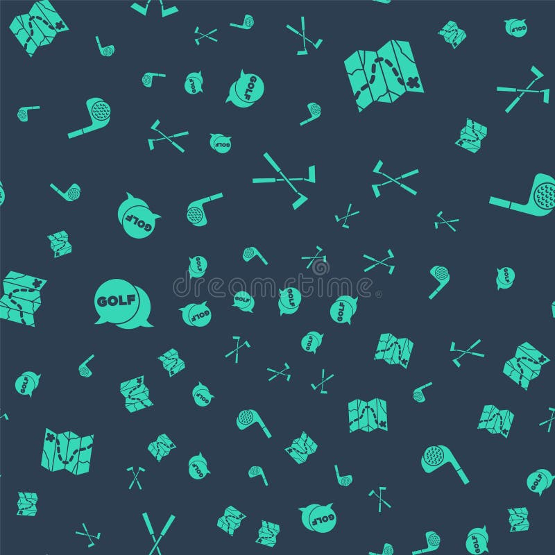 Set Crossed Golf Club, Golf Course Layout, Label and with Ball on ...